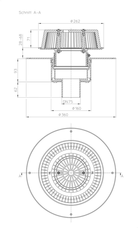 HL 62PSafe/7 Кровельная воронка для аварийного водостока, для ПВХ ...